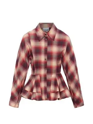GANNI Checked Flannel Shirt - Red
