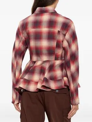 GANNI Checked Flannel Shirt - Red