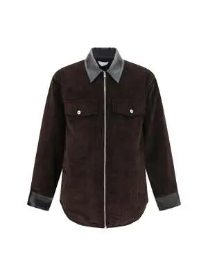 Bottega Veneta Corduroy Jacket With Leather Collar