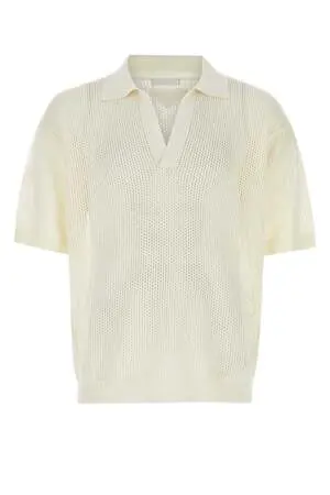 Prada Ivory Silk Blend Polo Shirt - Multicolor