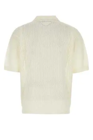 Prada Ivory Silk Blend Polo Shirt
