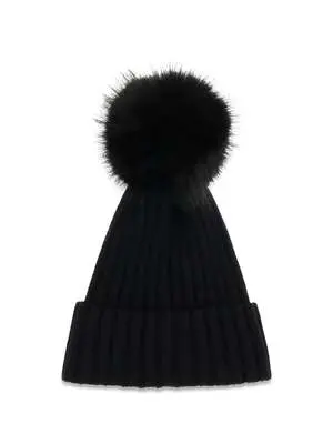 Moncler Wool Beanie With Pom Pon - Black
