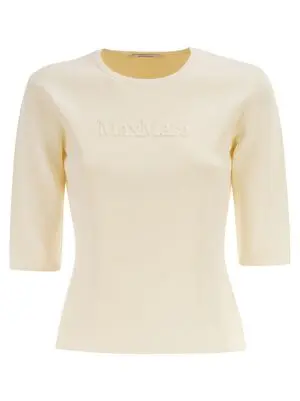 Max Mara Short-sleeved Logo Top - Cream
