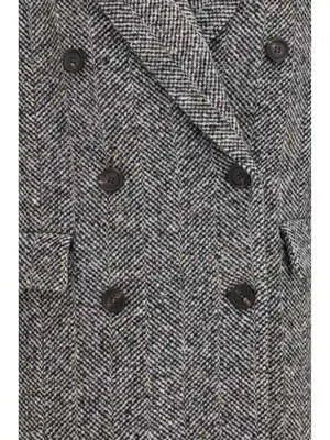 Brunello Cucinelli Double-breasted Wool And Alpaca Blend Coat With Sequins - Gray