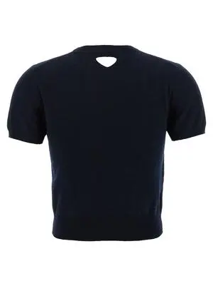 Prada Cashmere Cut-out Logo Sweater - Blue