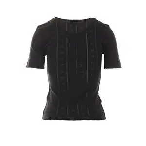 GANNI Compact Pointelle T-shirt - Black