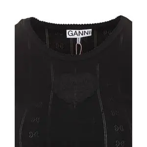GANNI Compact Pointelle T-shirt - Black