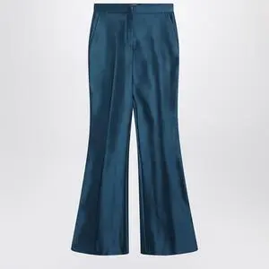Fendi Teal Duchess Satin Trousers - Blue