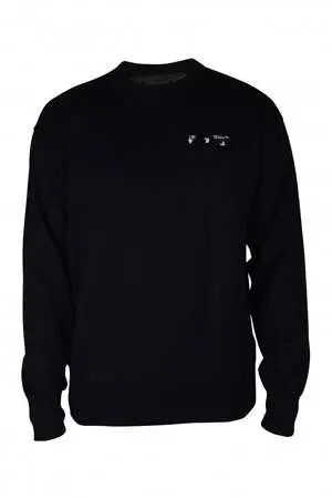 Off-White Cotton Crew Neck Sweater - Black