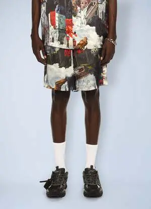 Off-White World Paint Viscose Bowling Shorts - Blue