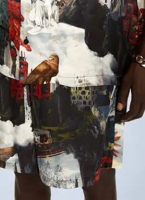 Off-White World Paint Viscose Bowling Shorts