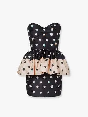 Fendi Falena Dots Taffeta' Bustier Dress - Black
