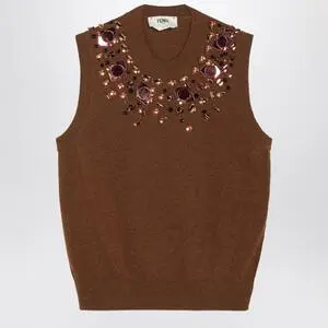 Fendi Rust Wool And Cashmere Gilet - Brown