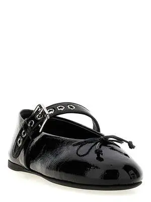 Miu Miu Buckle And Bow Ballet Flats - Black