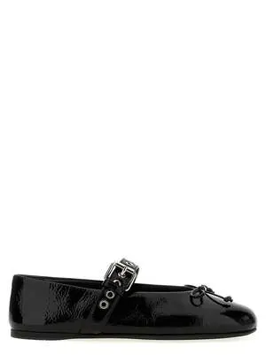 Miu Miu Buckle And Bow Ballet Flats - Black