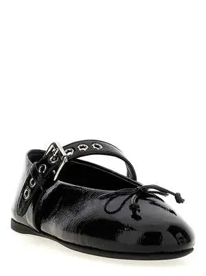 Miu Miu Buckle And Bow Ballet Flats - Black