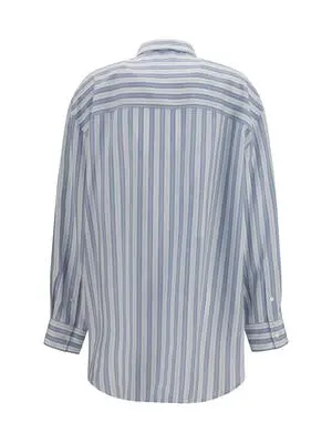 Gucci Silk Jacquard Striped Shirt - Blue