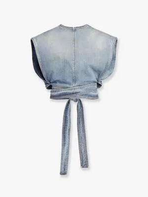 Alaïa ALAIA Belted Denim Top Multicolor