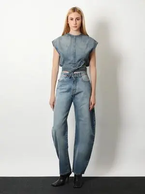 Alaïa Belted Denim Top - Multicolor