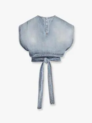 Alaïa Belted Denim Top - Multicolor