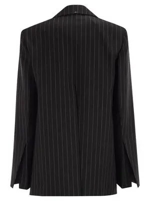 Sportmax Spxdivina Tailored Blazer In Pinstriped Gabardine - Black