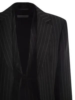 Sportmax Spxdivina Tailored Blazer In Pinstriped Gabardine - Black