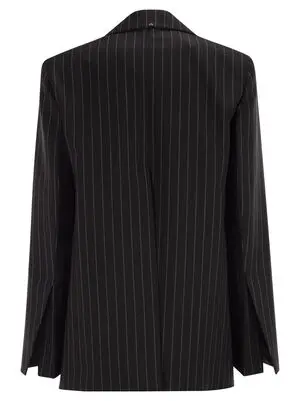 Sportmax Pinstriped Gabardine Tailored Blazer - Black