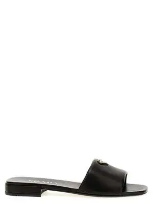 Prada Logo Leather Sandals