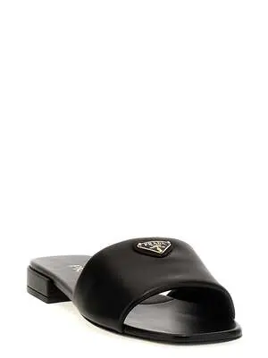 Prada Logo Leather Sandals