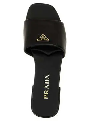 Prada Logo Leather Sandals