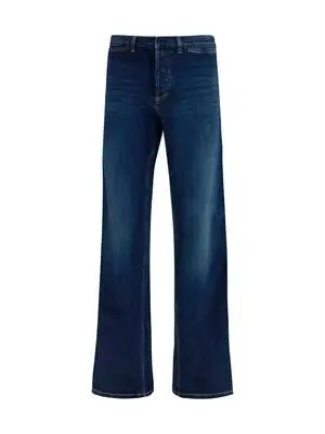 Gucci Cotton Jeans With Web Stripe - Blue