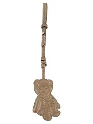 Max Mara Mxalacca Leather Keyring With Bear Charm - Cream