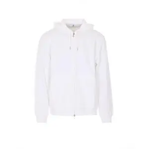Brunello Cucinelli Techno Cotton Sweatshirt Topwear With Zip And Hood - White