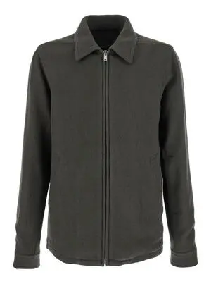Rick Owens Brad' Green Jacket With Classic Collar In Wool
