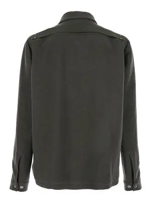 Rick Owens Brad' Green Jacket With Classic Collar In Wool