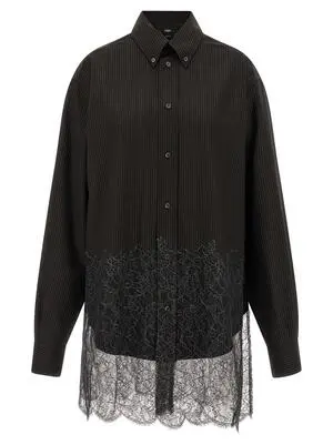 Fendi Wool And Lace Shirt - Brown