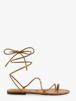 Celine Leather Sandals With Metal Triomphe Logo - Multicolor