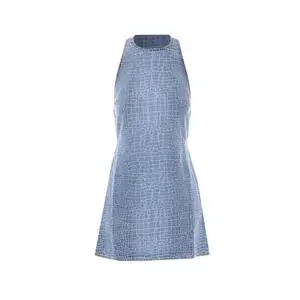 SELF-PORTRAIT Rhinestone Croc Effect Denim Mini Dress