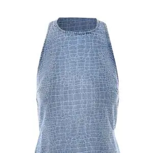 SELF-PORTRAIT Rhinestone Croc Effect Denim Mini Dress