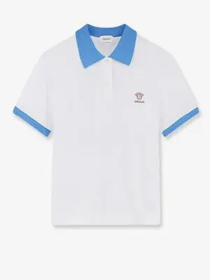 Versace Cotton Polo Shirt With Medusa Embroidery - Multicolor