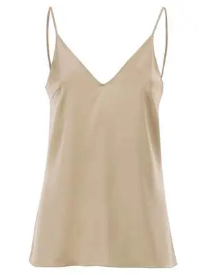 Brunello Cucinelli Stretch Silk Satin Top - Cream