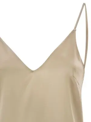 Brunello Cucinelli Stretch Silk Satin Top - Cream