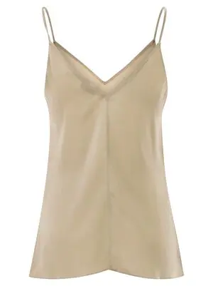 Brunello Cucinelli Stretch Silk Satin Top - Cream