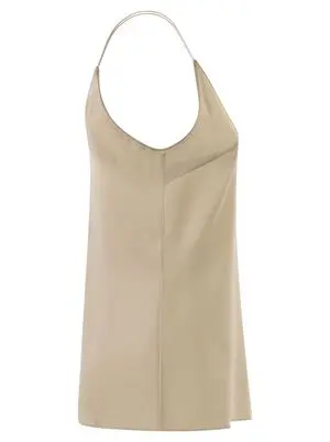 Brunello Cucinelli Stretch Silk Satin Top - Cream