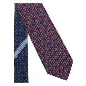 FERRAGAMO Italian Horn Printed Silk Tie