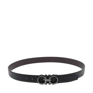 FERRAGAMO Double Adjustable Gancini Belt - Black