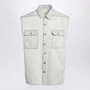 Rick Owens Effect Denim Vest - White