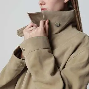 HALFBOY Suede Leather Parka - Cream