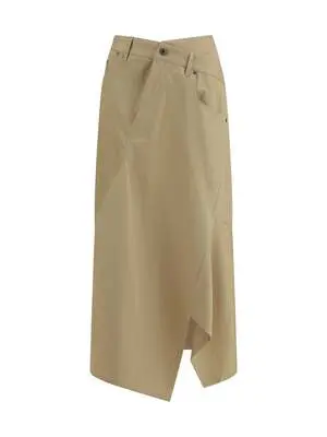 Loewe Asymmetric Cotton Skirt - Cream