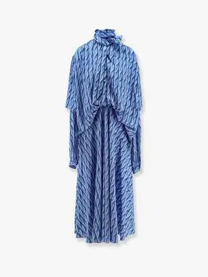 Balenciaga Printed Fabric Long Dress - Blue